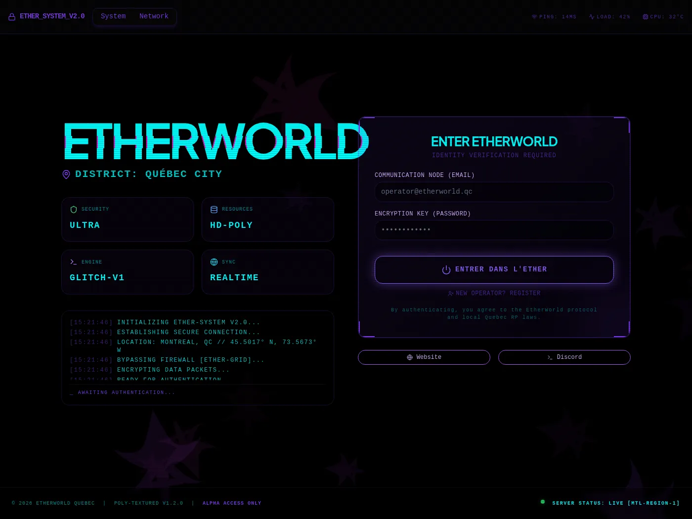 EtherWorld Retro Menu