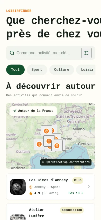 LoisirFinder Mobile