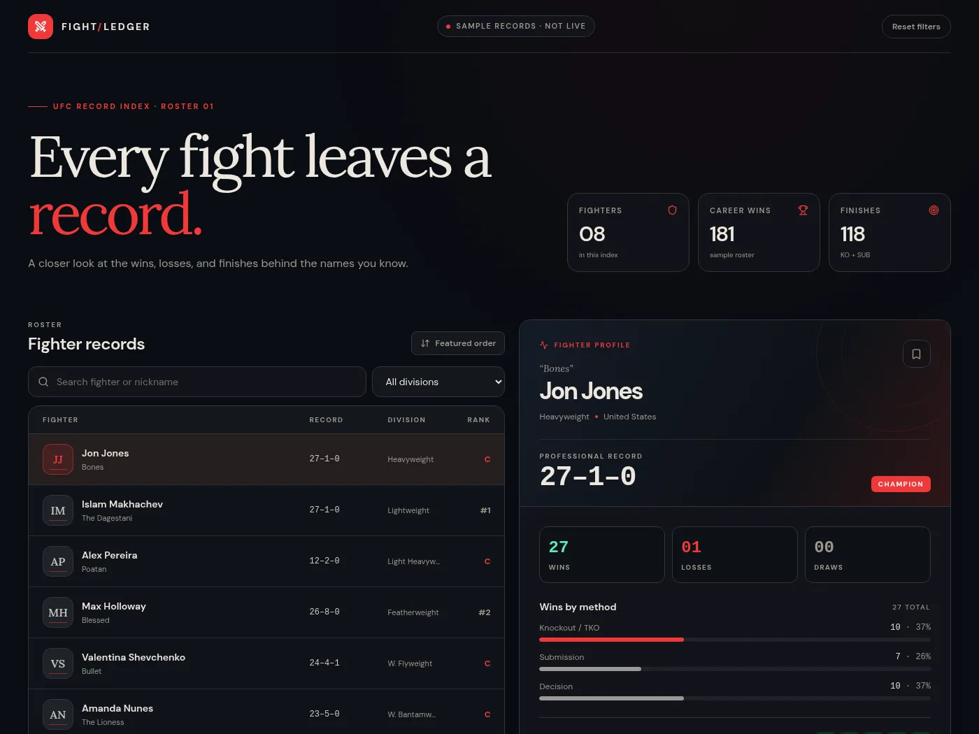 UFC Record Tracker