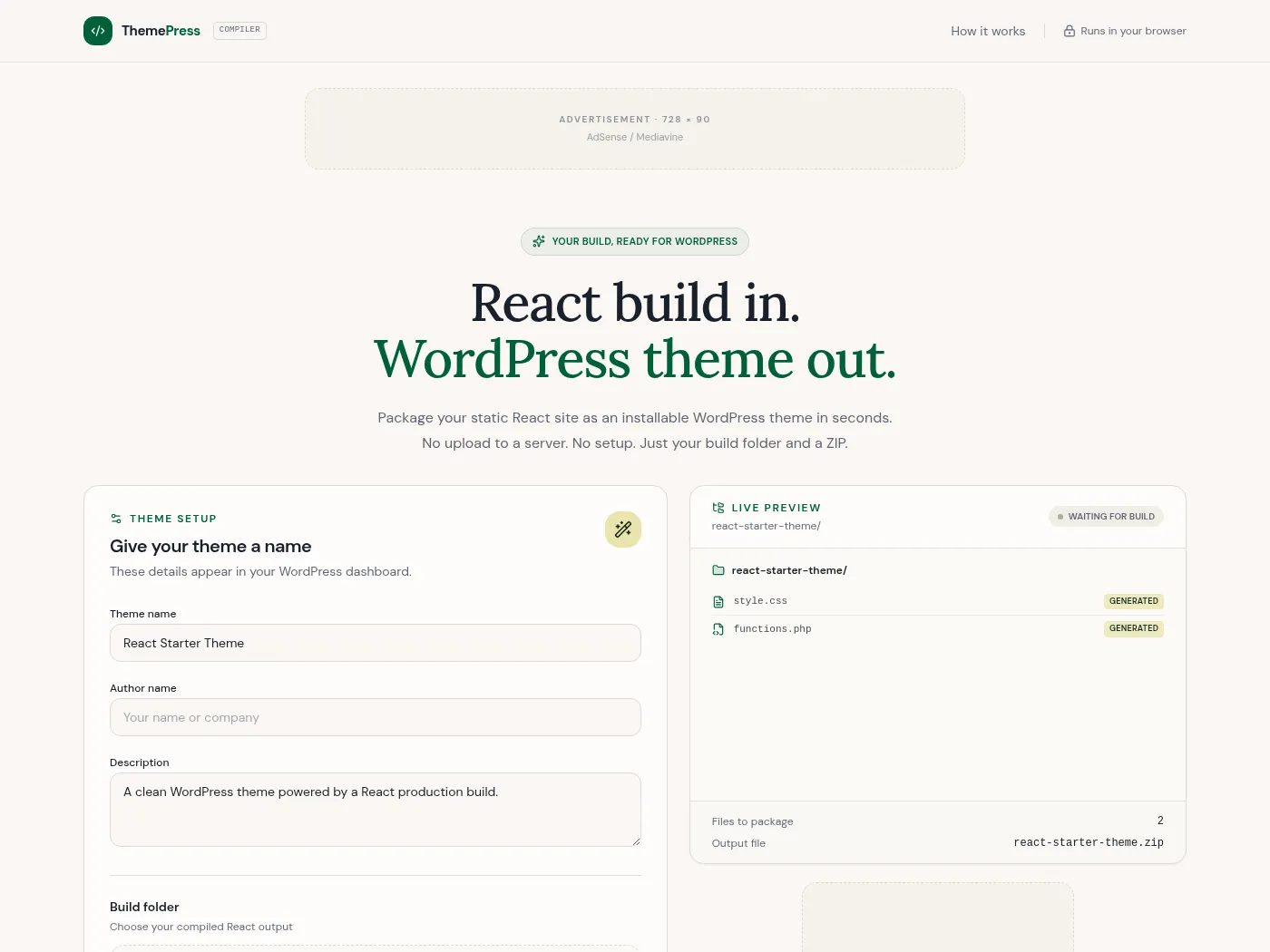 React WP Theme Compiler
