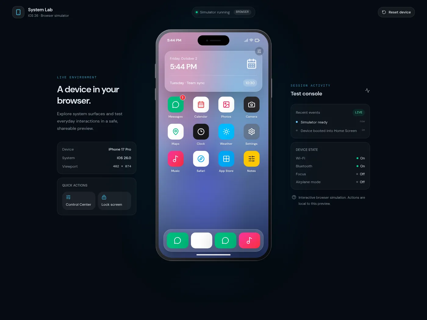 iOS 26 Web Simulator