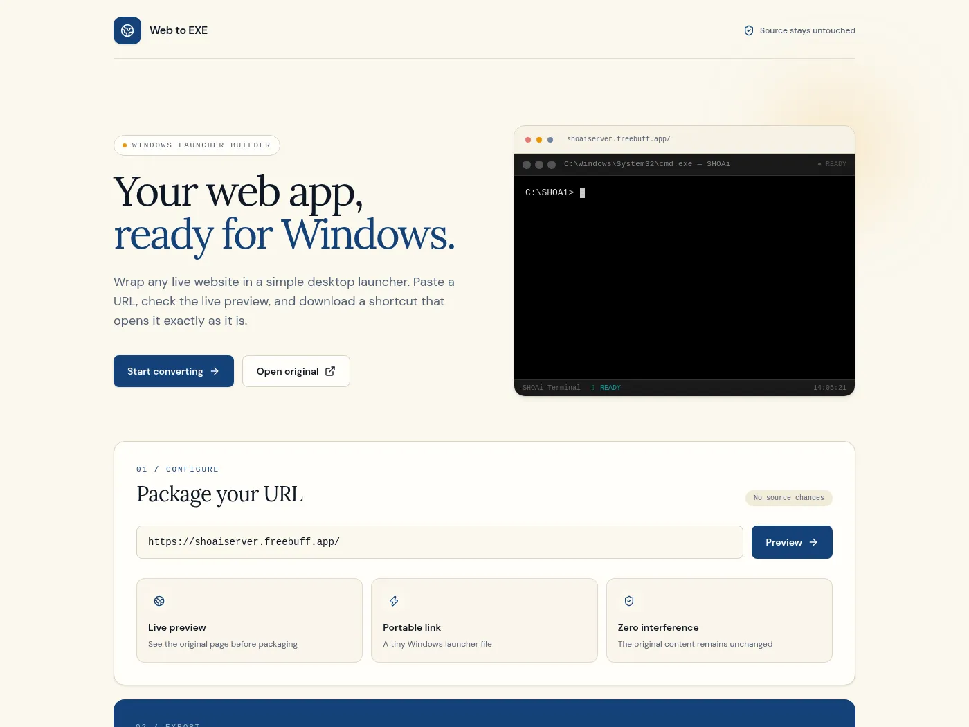 Web to EXE Converter