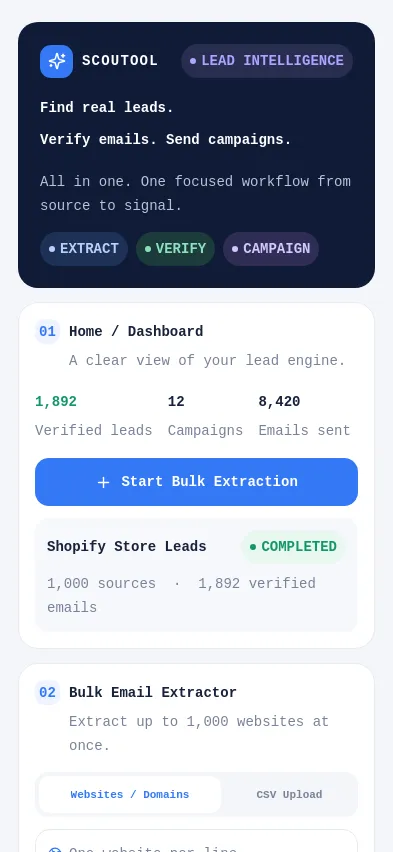 Scoutool Mobile SaaS UI Flow