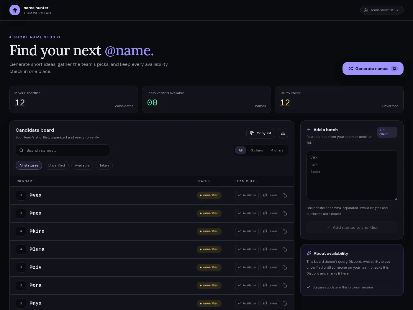 Discord Name Hunter
