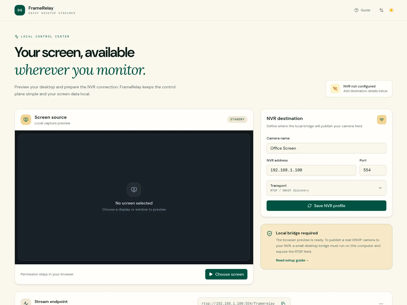 Onvif Desktop Streamer