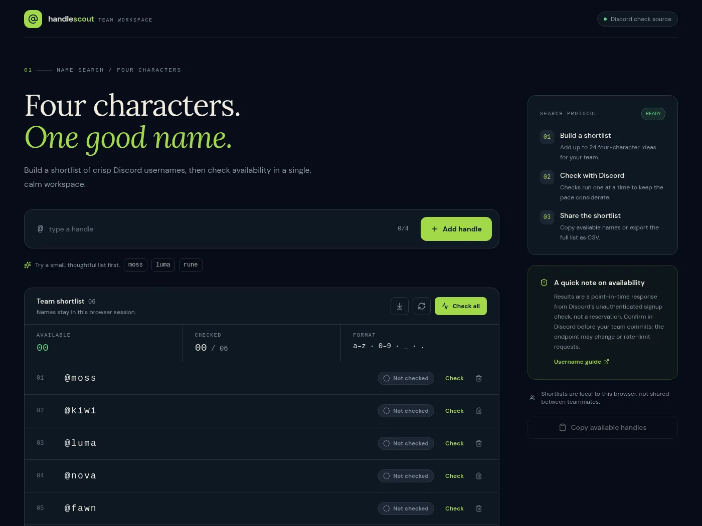 Discord Handle Checker