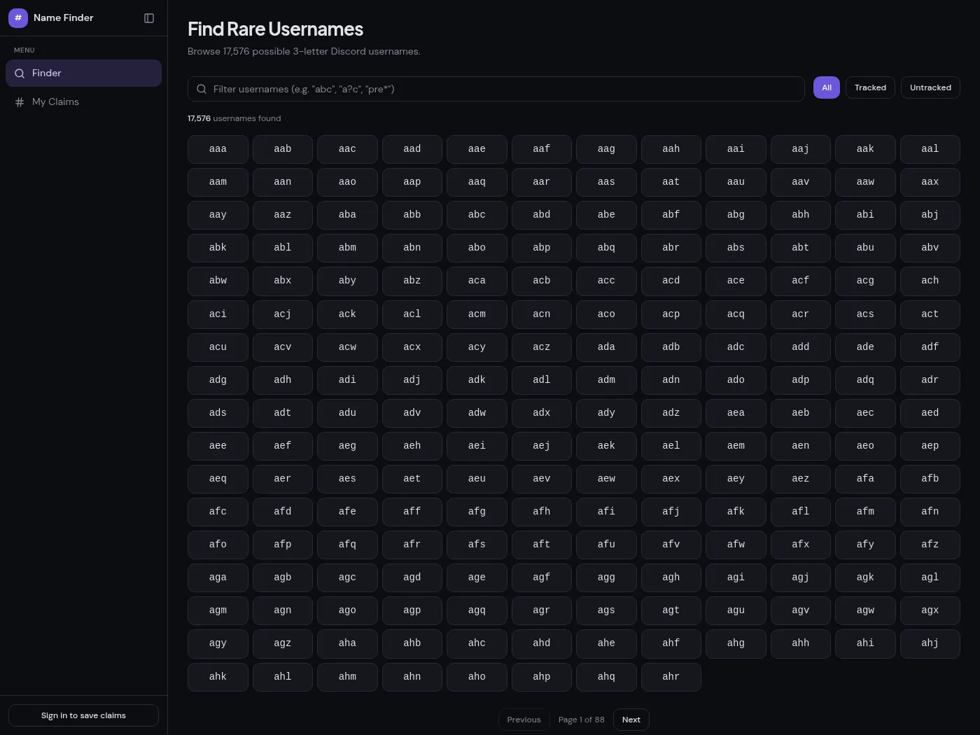 Discord Name Finder