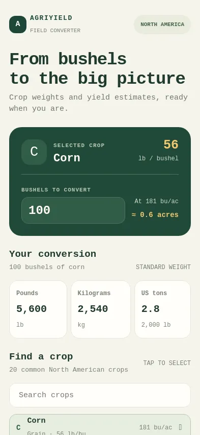 AgriYield Converter