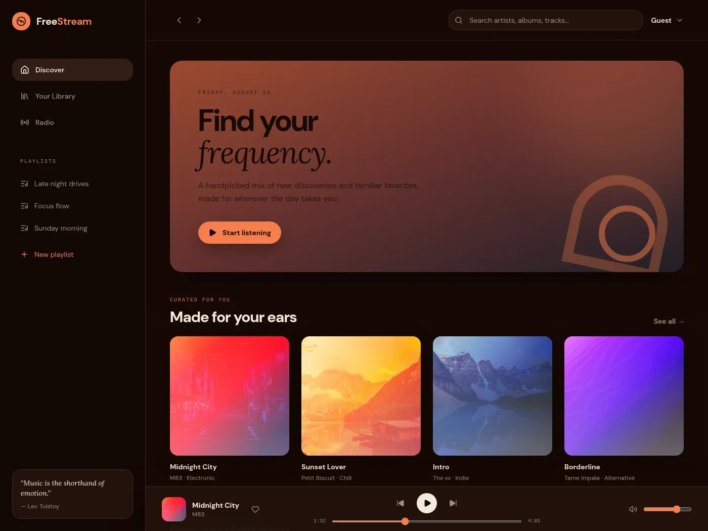FreeStream Music App