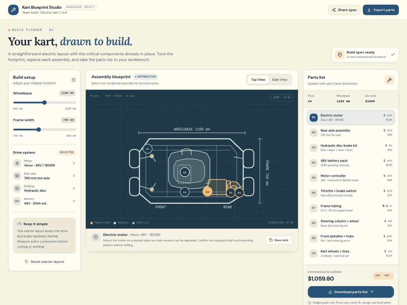 Go-Kart Blueprint Builder