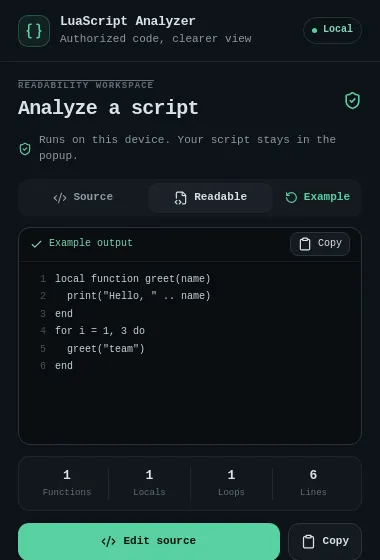 LuaScript Analyzer Extension