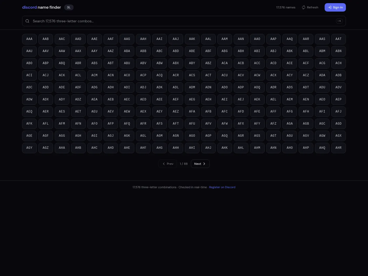 Discord Name Finder