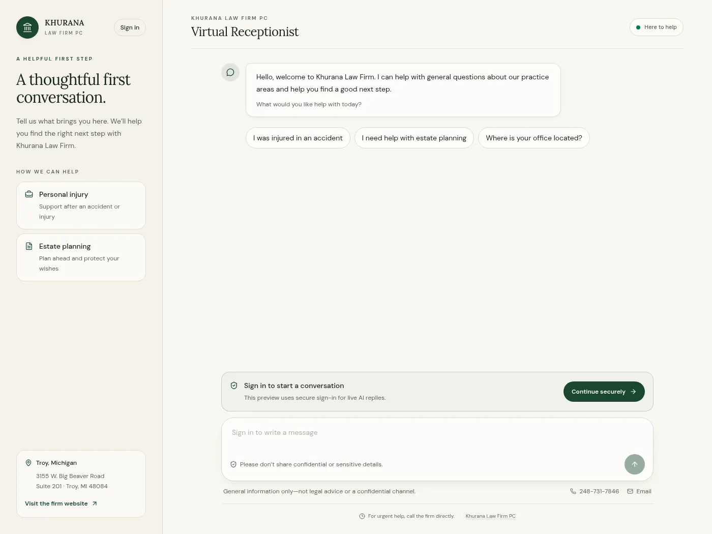 Legal AI Receptionist