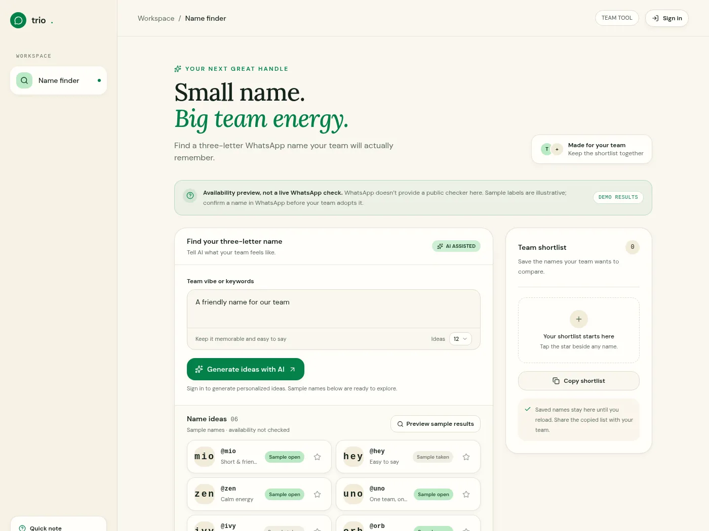 WhatsApp AI Name Finder