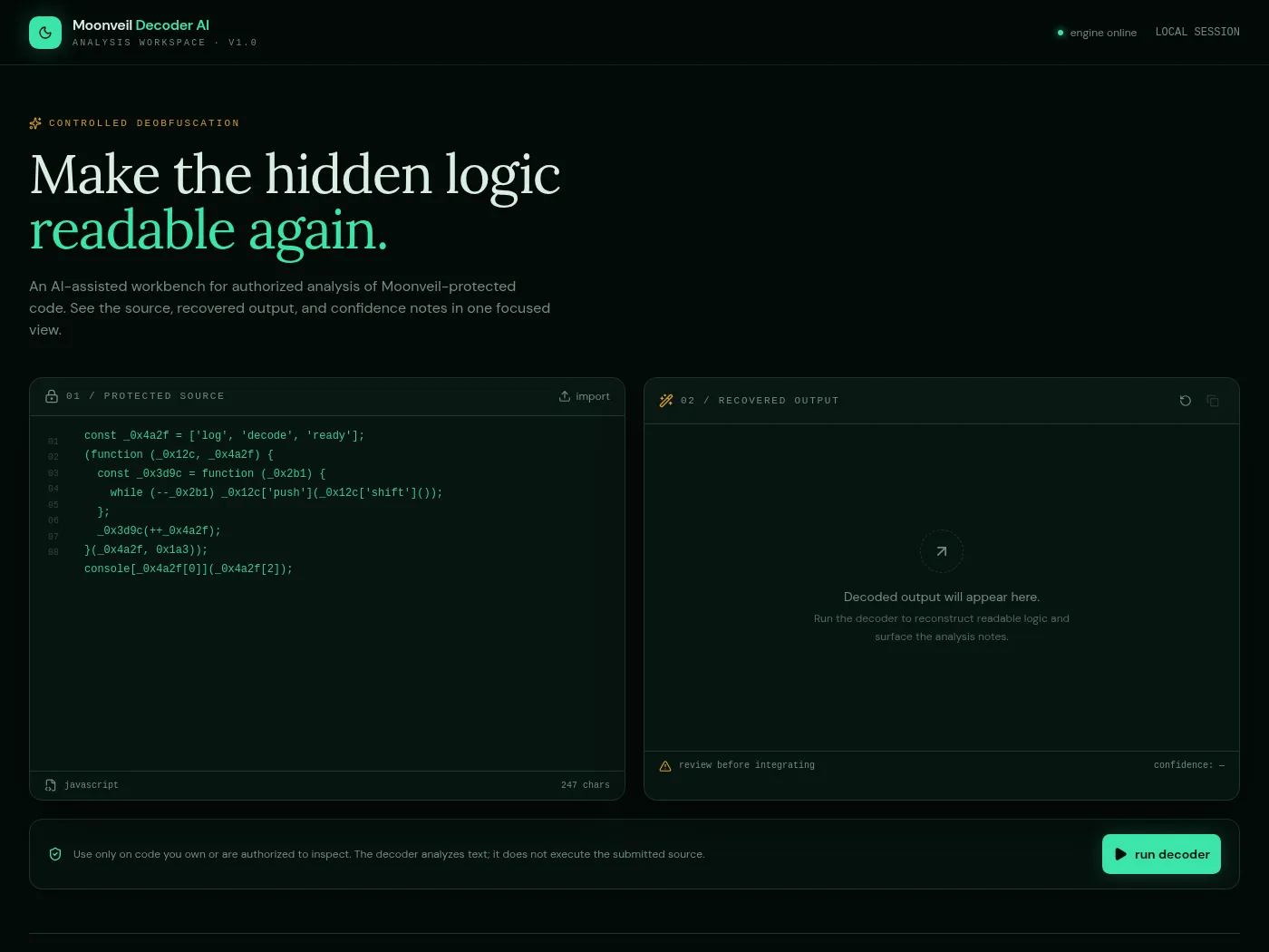 Moonveil Decoder AI