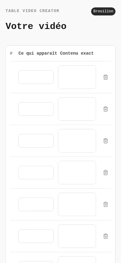 Table Video Creator