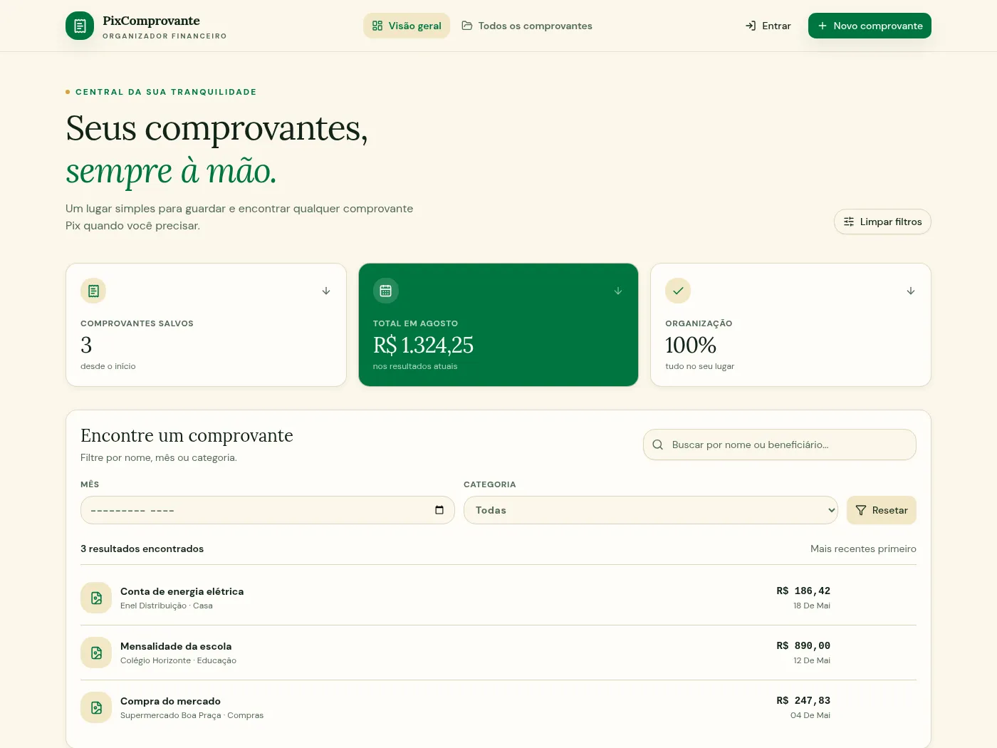 PixComprovante Organizer