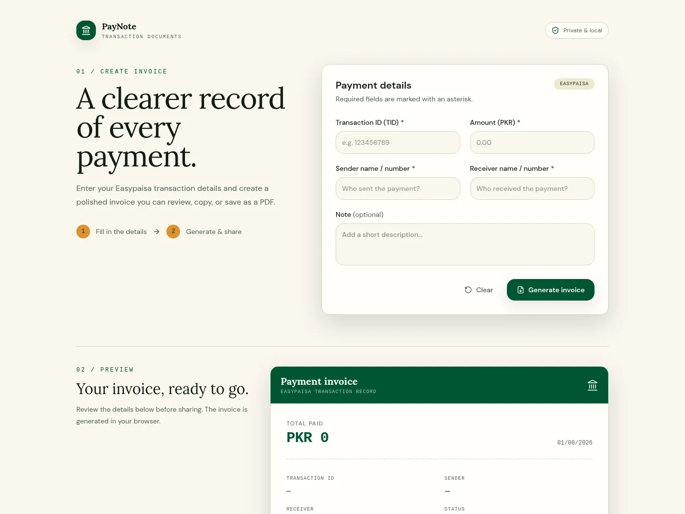 Easypaisa Invoice Generator