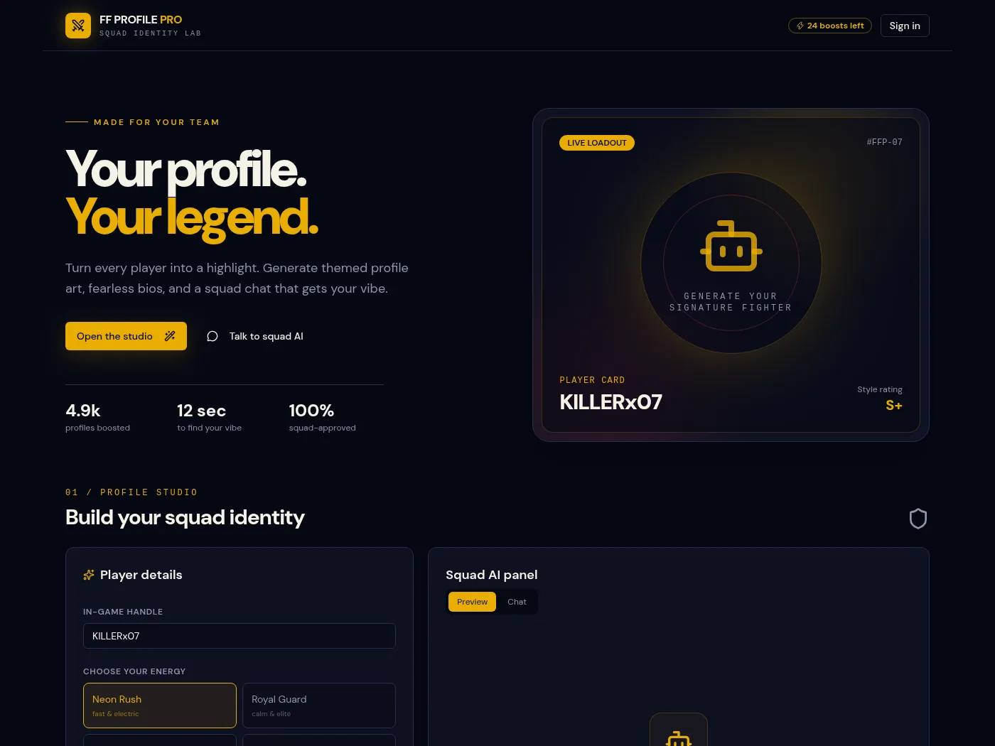 Free Fire Profile Pro