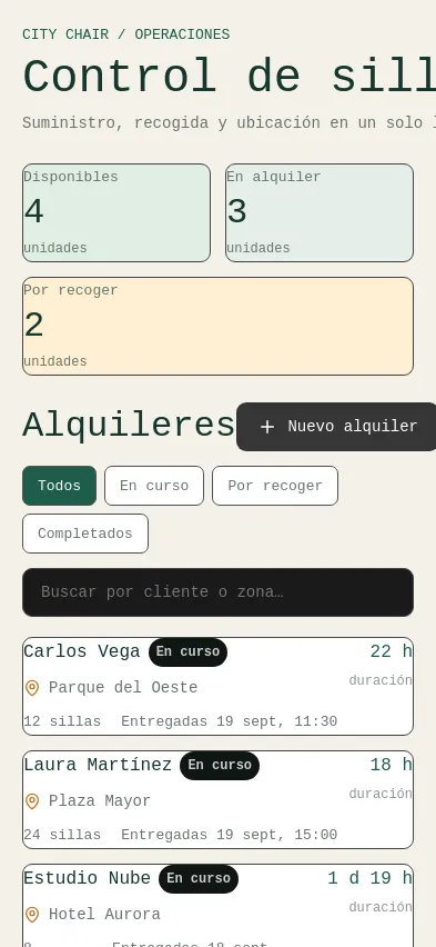 City Chair Rental App