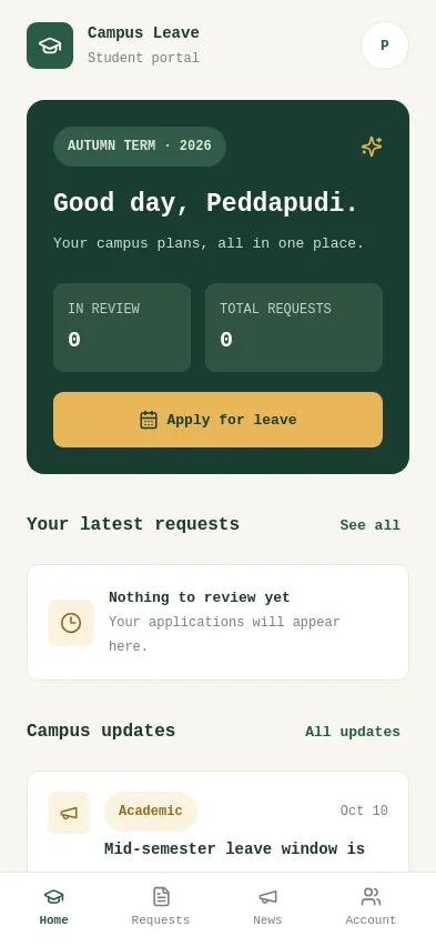 Campus Leave Portal