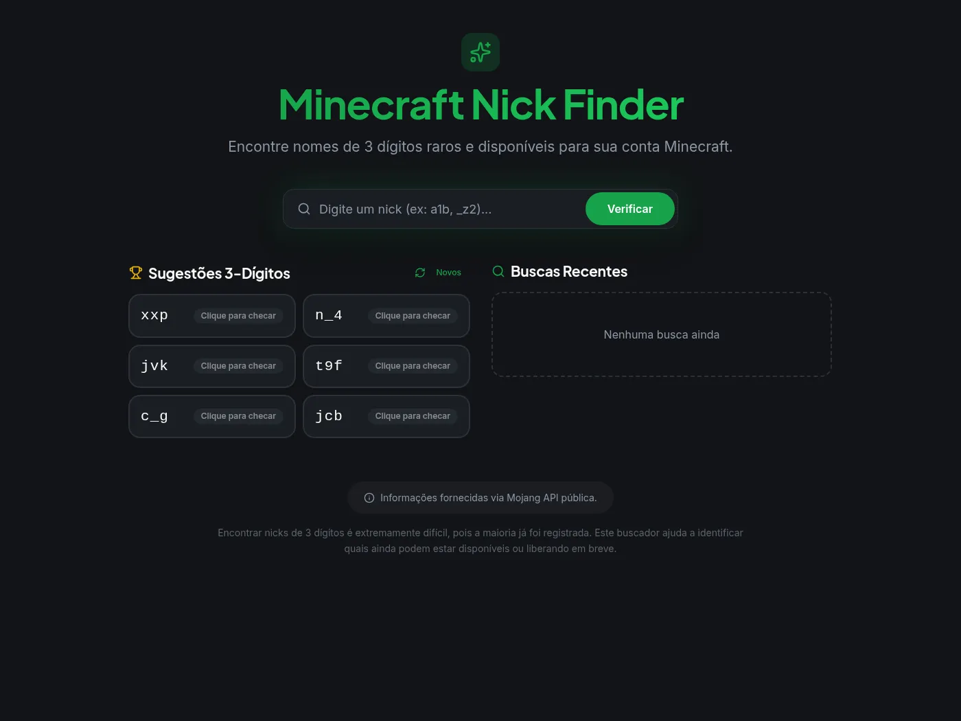 Minecraft 3-Digit Nick Finder