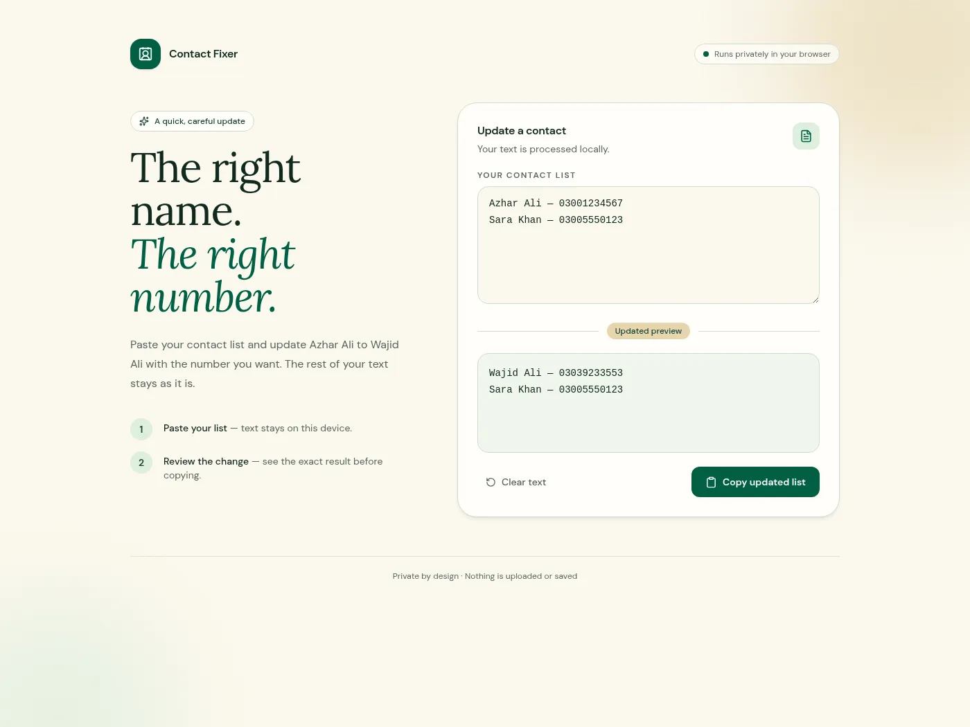 Contact Info Editor