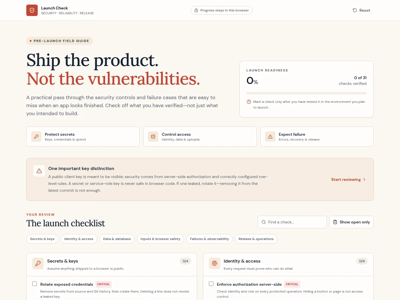 Secure App Launch Checklist