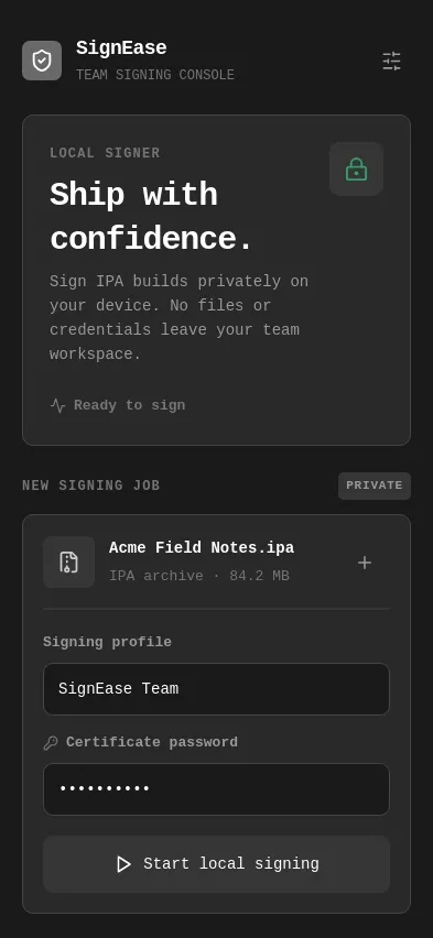 SignEase iOS Signer