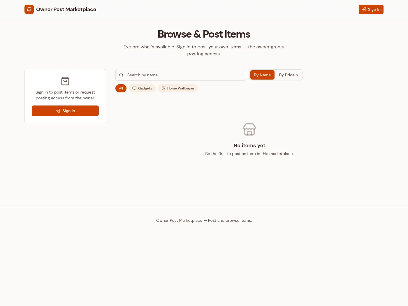 Owner Post Marketplace