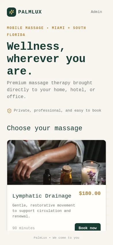 PalmLux Massage Booking