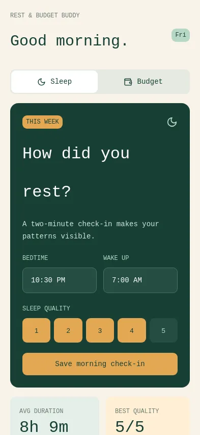 Rest & Budget Buddy