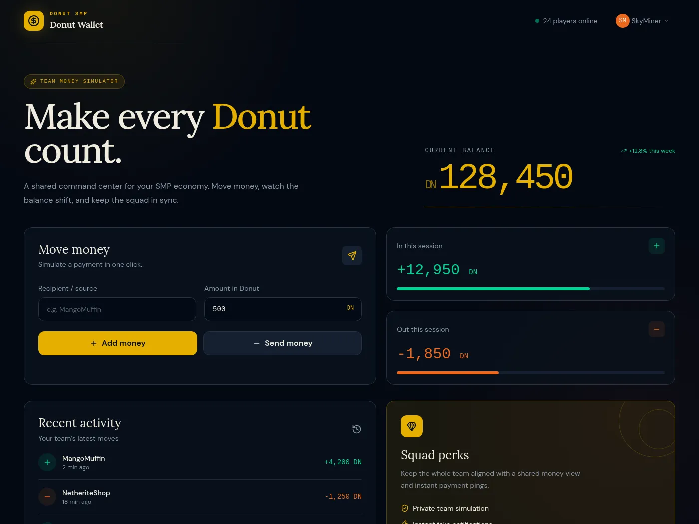 Donut SMP Money Simulator