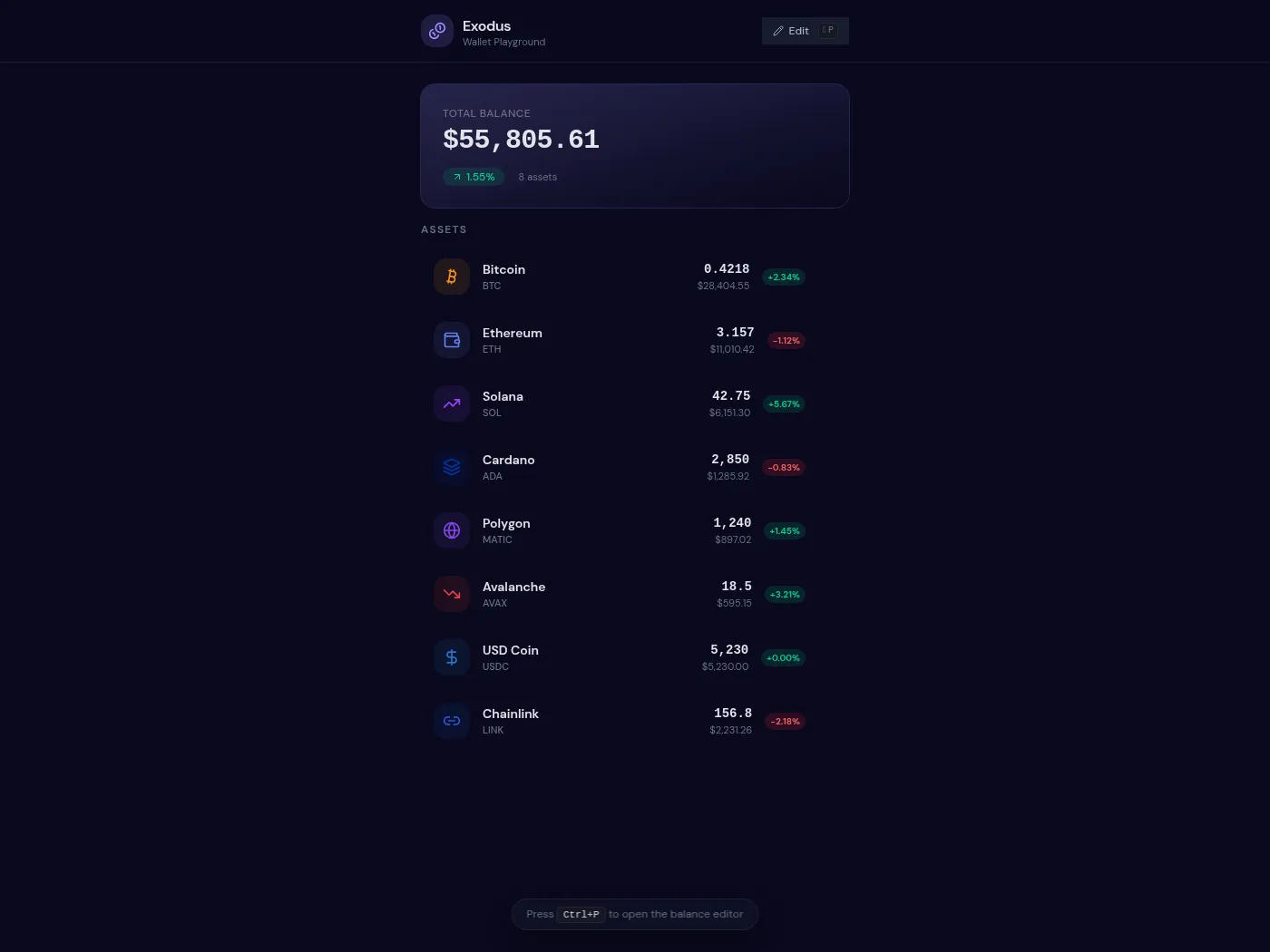 Exodus Wallet Playground