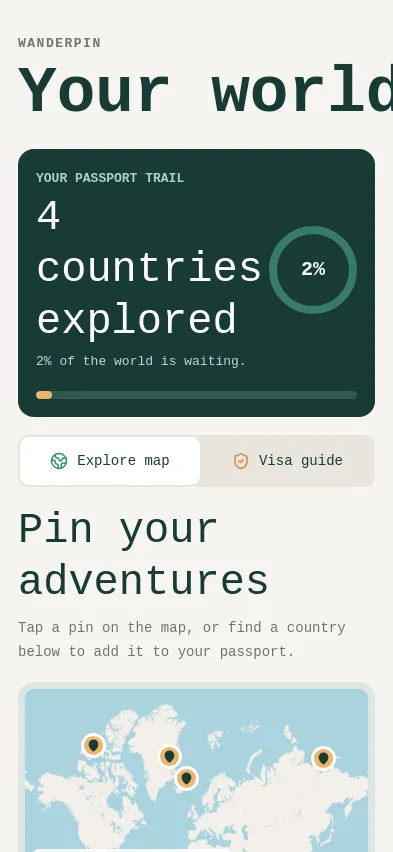 WanderPin Passport App
