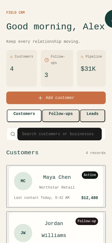 Mobile CRM Tracker