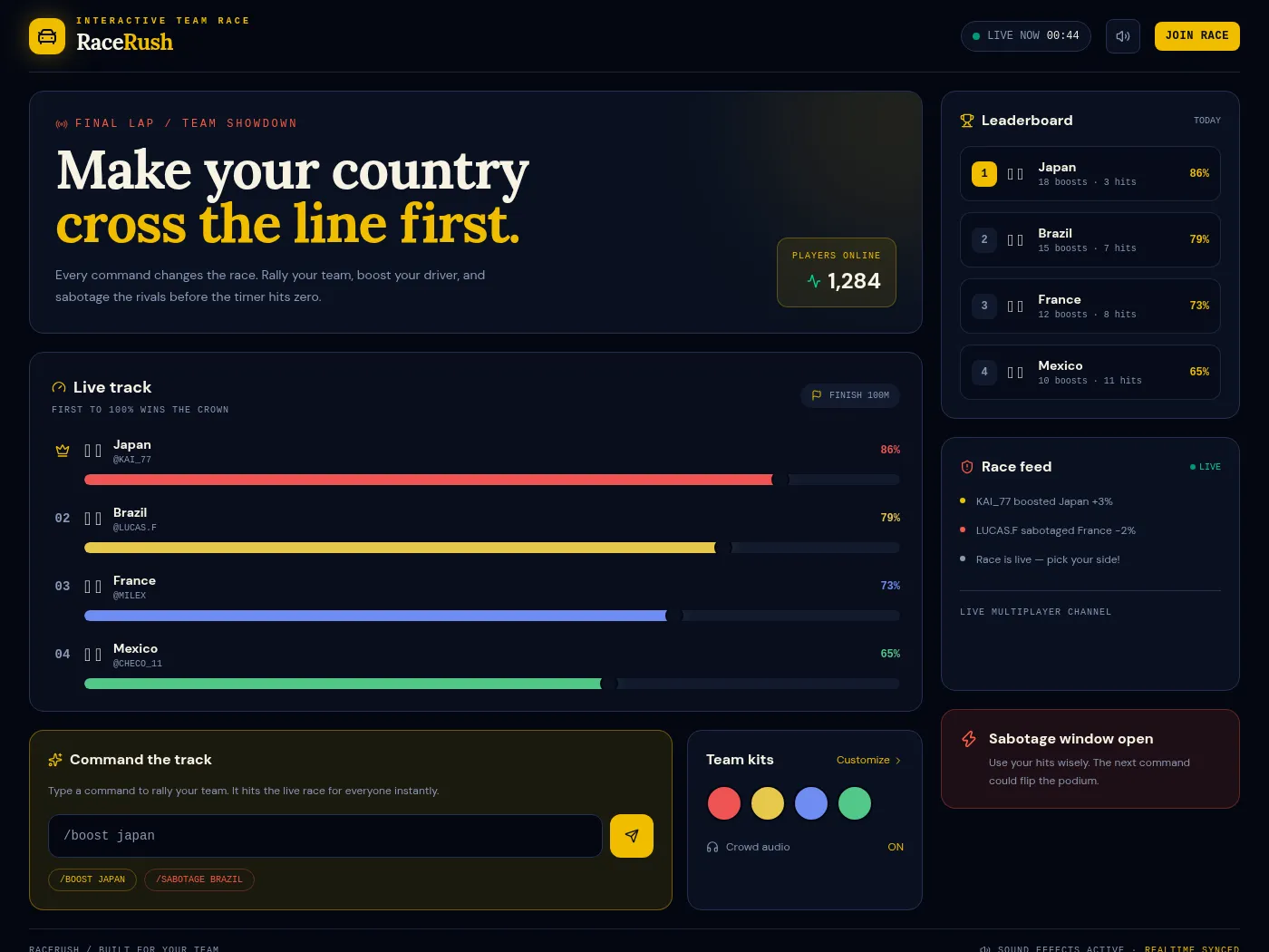 RaceRush Interactive Game