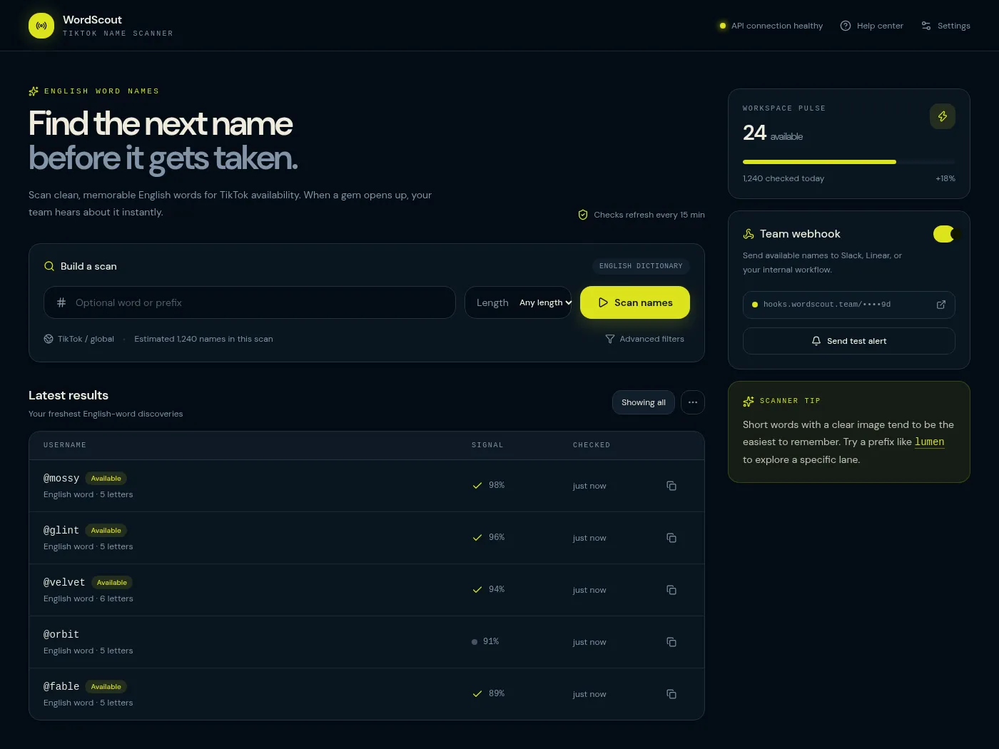 TikTok Name Scanner