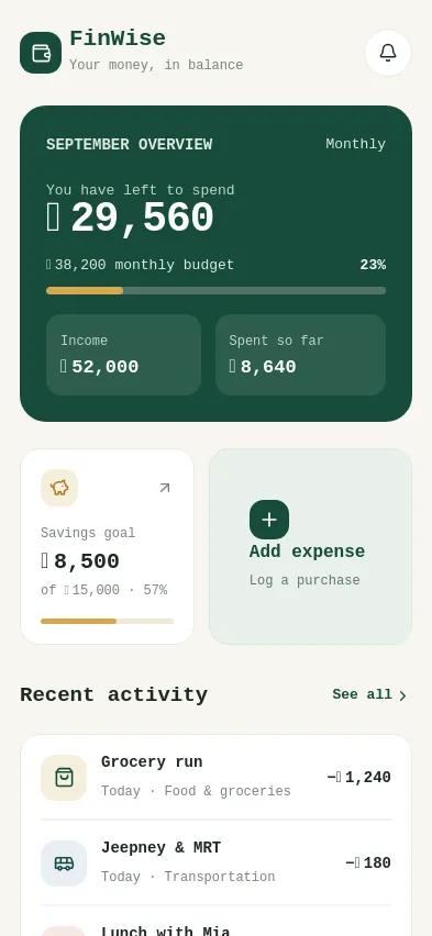 FinWise Budget Planner