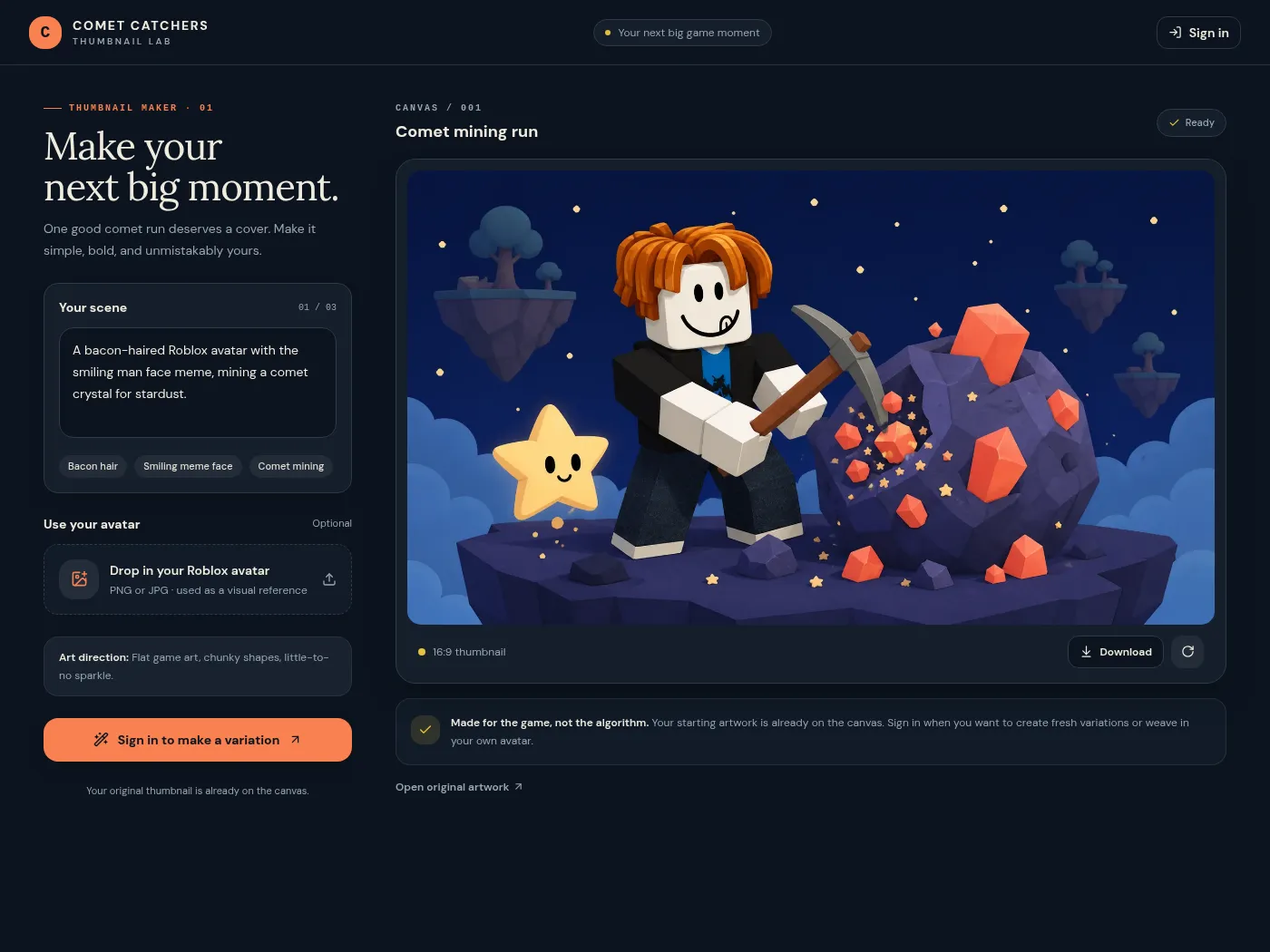 Comet Catchers AI Thumbnails