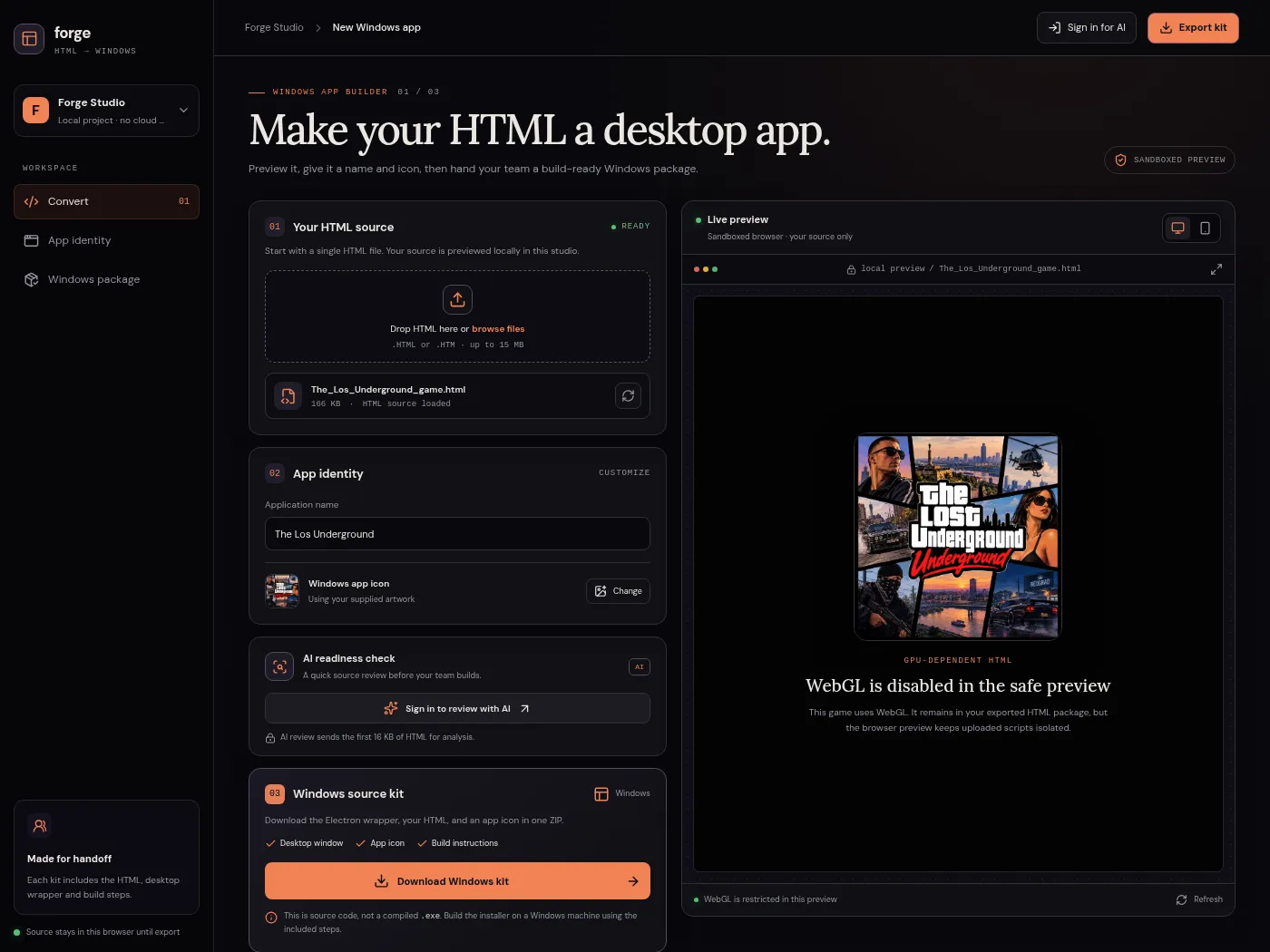 HTML2EXE AI Studio