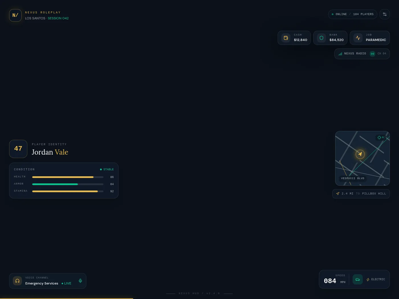 Modern FiveM HUD UI