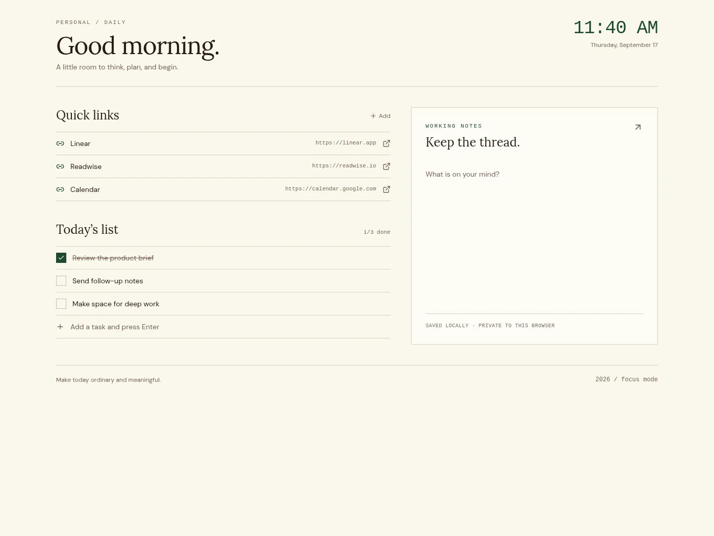 Minimalist Dashboard