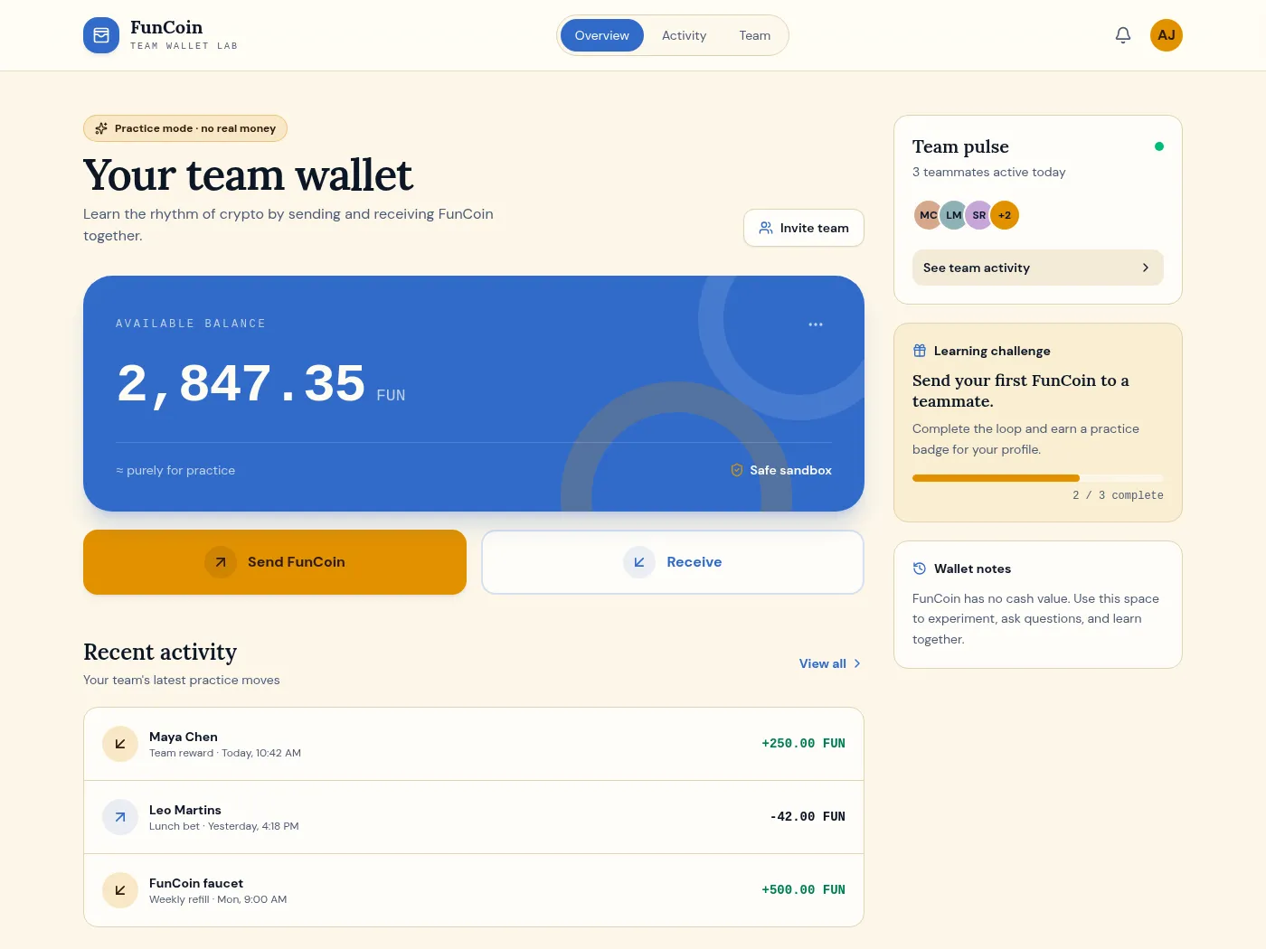 FunCoin Wallet Sim