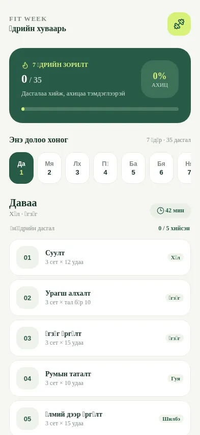 Weekly Fitness Planner