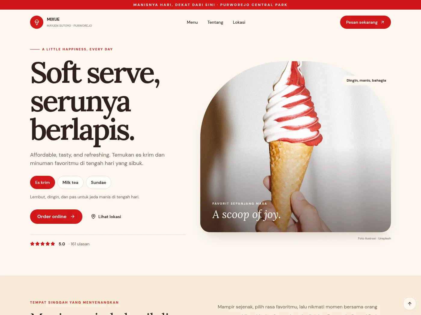 Mixue Sutoyo Landing Page
