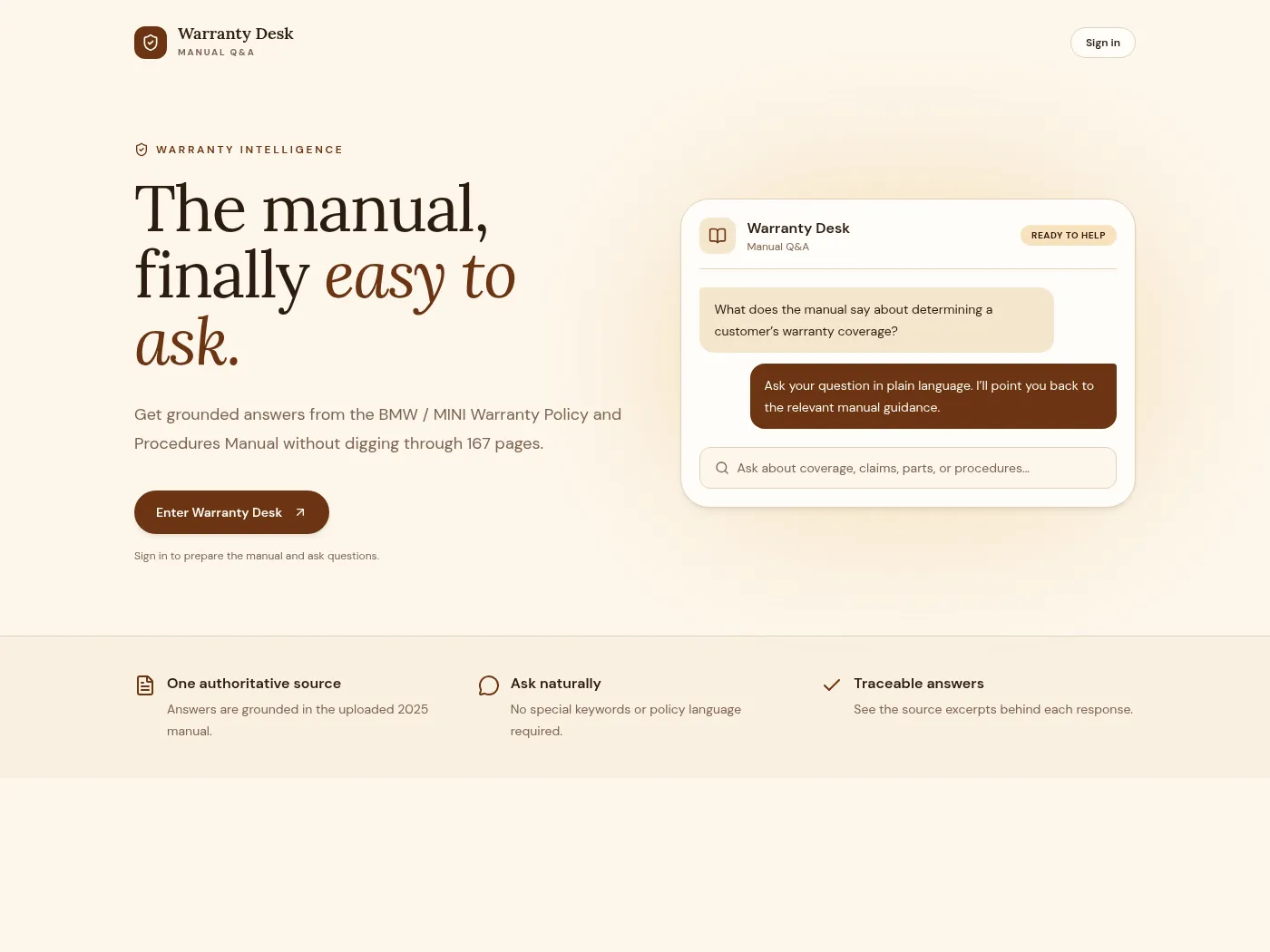 Warranty Manual Q&A
