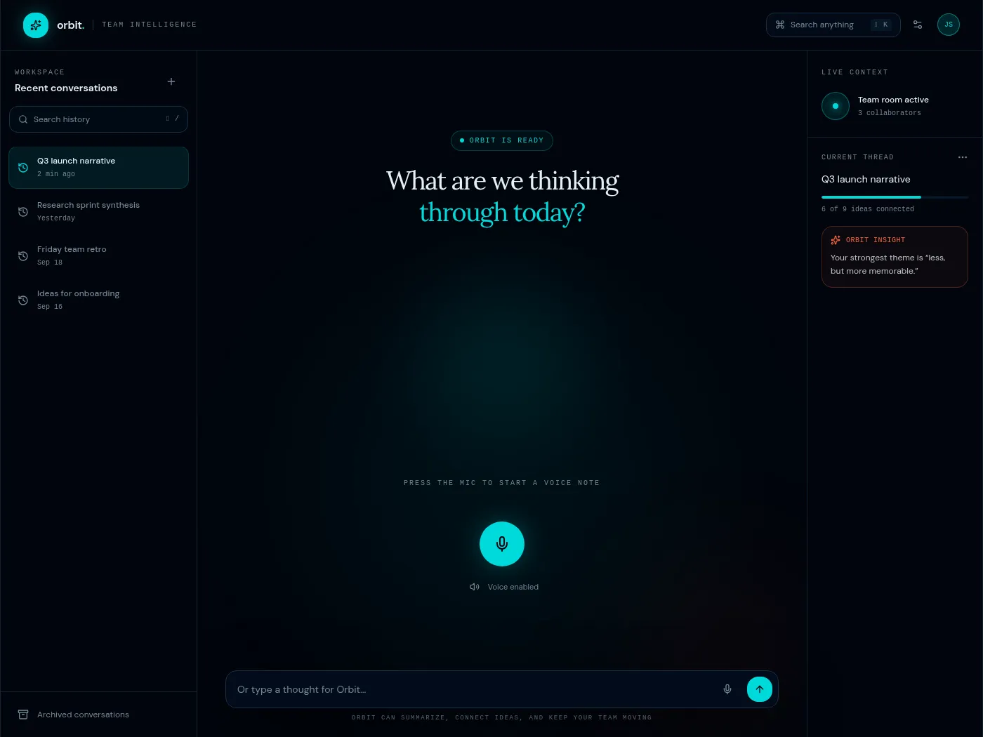 Sphere Voice Assistant UI
