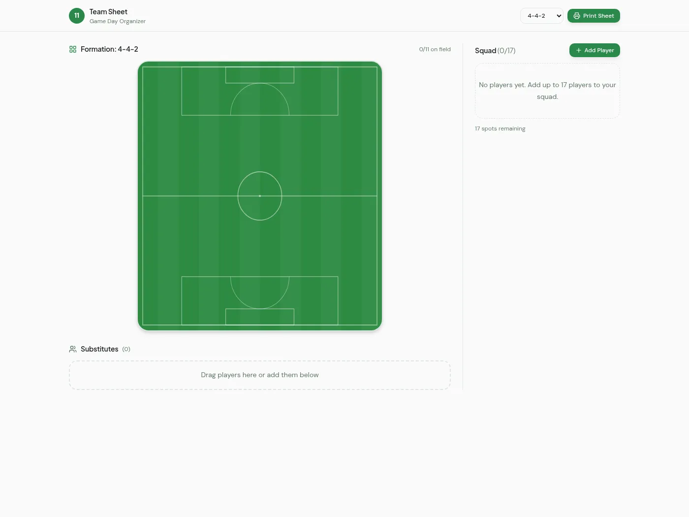 Soccer Team Sheet Organizer