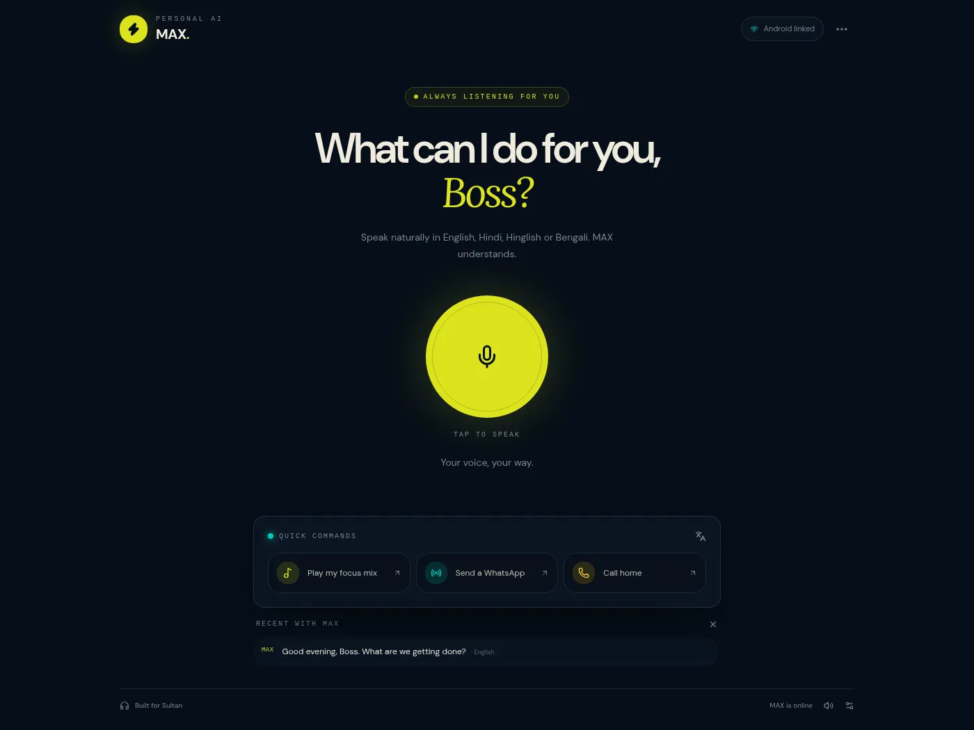 MAX Voice AI Assistant